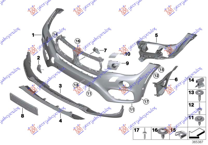 PREDNJI BRANIK PRAJMER (PDC) (PRSKALICE) (KAMERA) BMW X6 (F16) (2014-2019) (OEM: 51117422898)