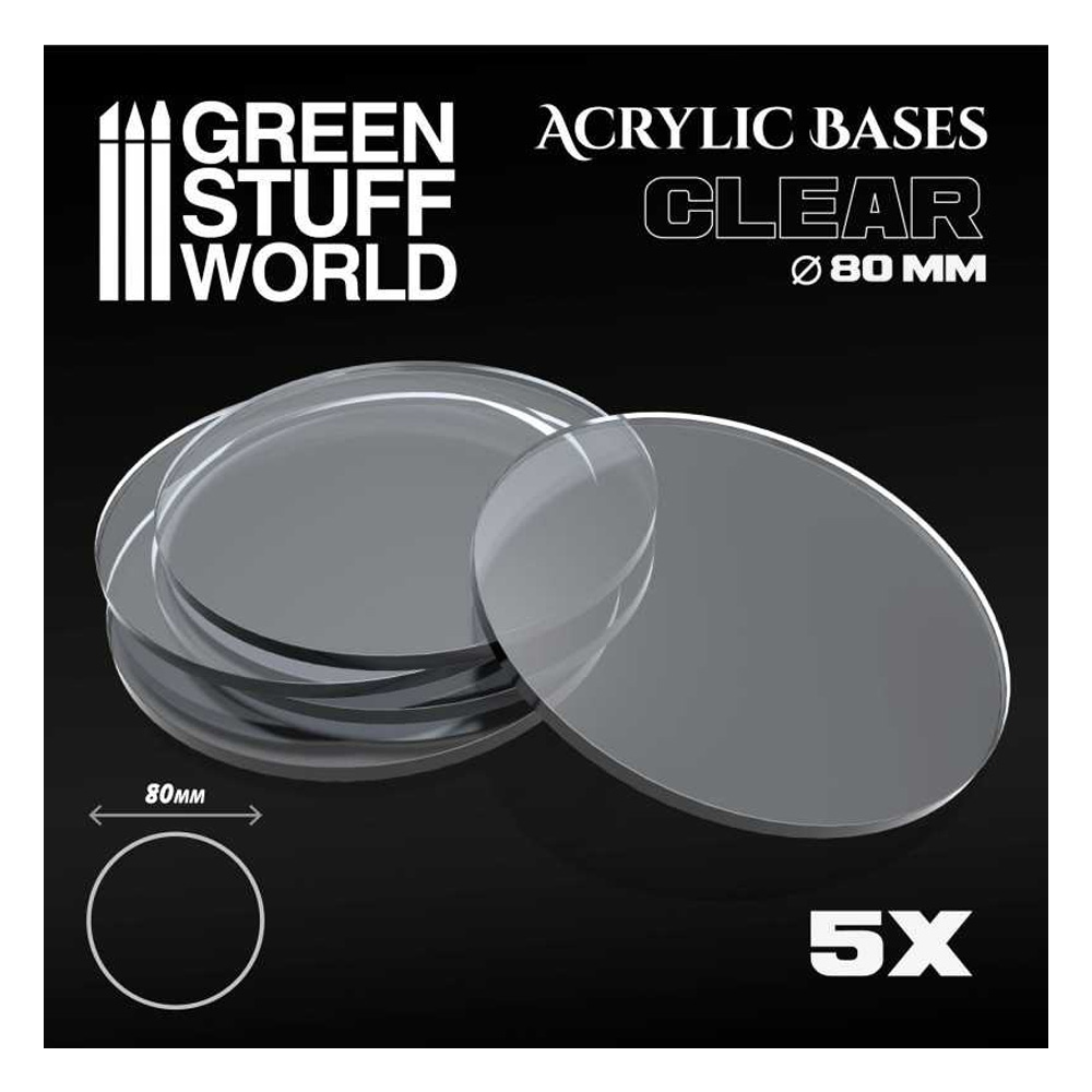 Acrylic Round Base 80mm - CLEAR (pack x5) (thickness 3mm)