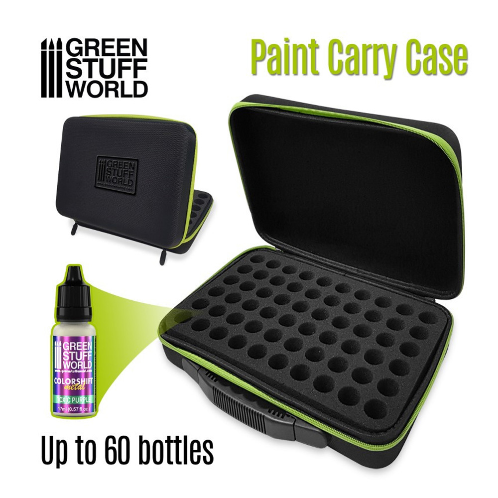 Case with foam with 60 holes for paint pots (GREEN)