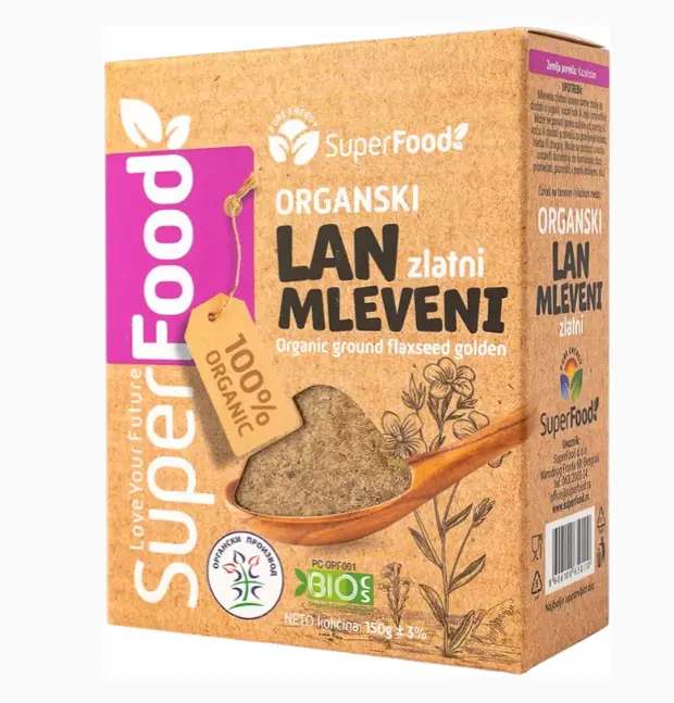 SUPER FOOD Mleveni lan zlatni 150 g ORGANIC