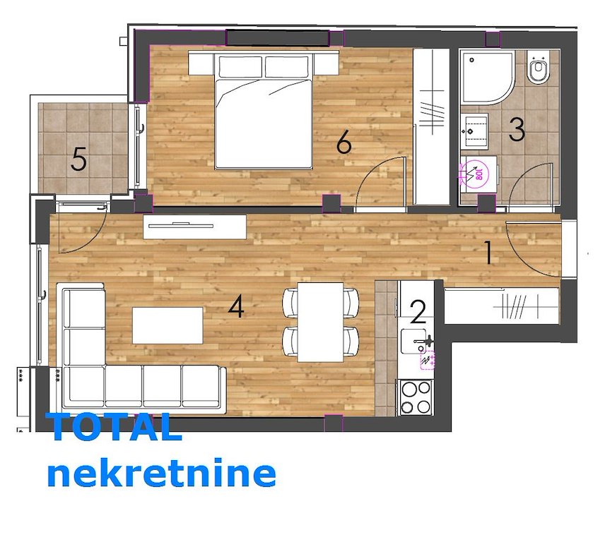 Stan,NOVI SAD,TELEP 44.00m2,104240€ , ID: 1095292