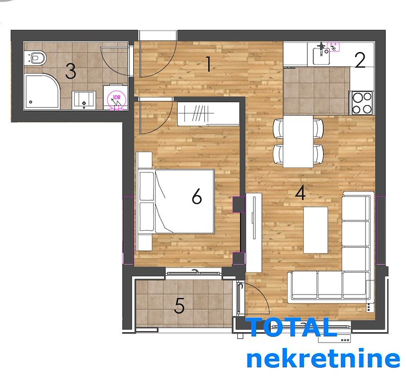 Stan,NOVI SAD,TELEP 45.00m2,101970€ , ID: 1095286