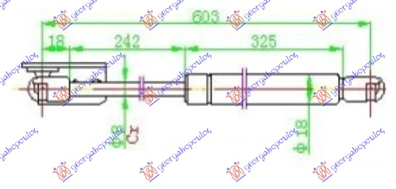 AMORTIZER GEPEK VRATA (603L-400N) Desna str. HYUNDAI ATOS (1997-2000) (OEM: 81780-02041, 8178002041)