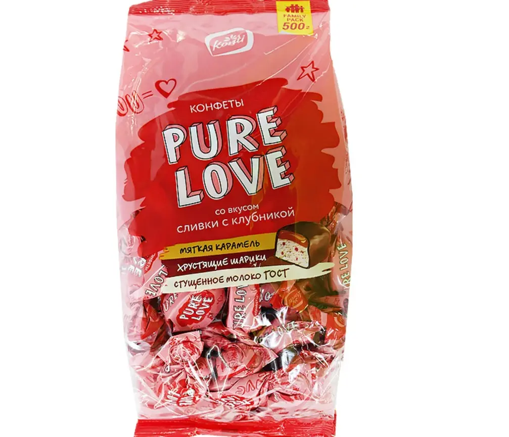 KONTI Čokoladne bombone Pure love jagoda 500g