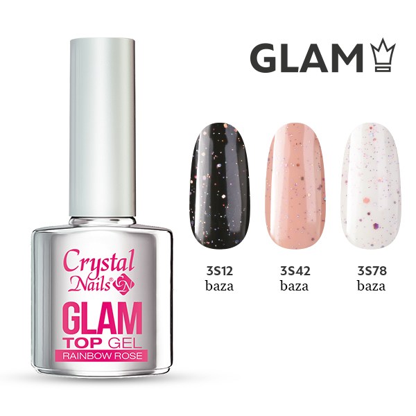 CN Glam top gel 4ml zavrsni sjaj- rainbow rose