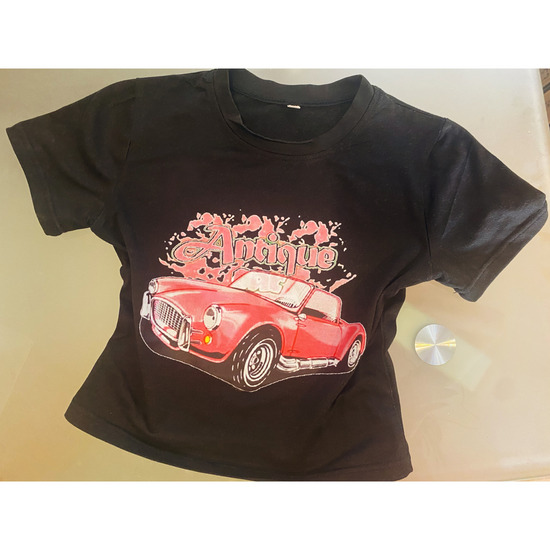 Vintage cargirl crop top sa roze autićem