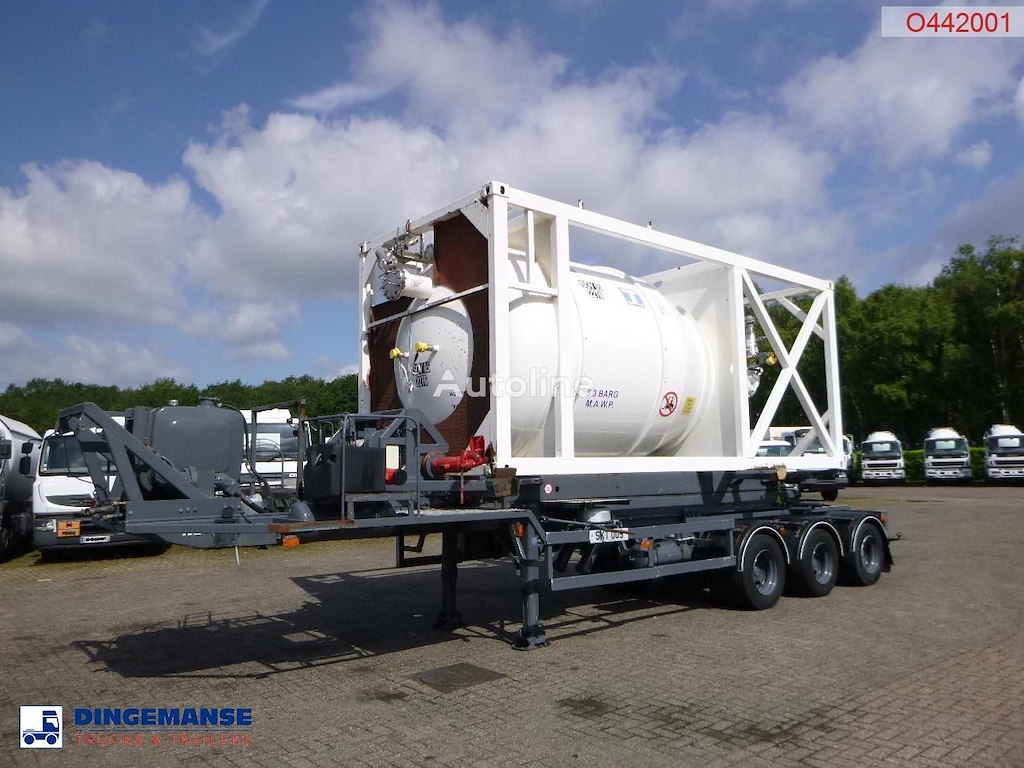 HTS 3-axle container trailer (sliding, tipping) + 20 ft ISO silo tan poluprikolica kipera