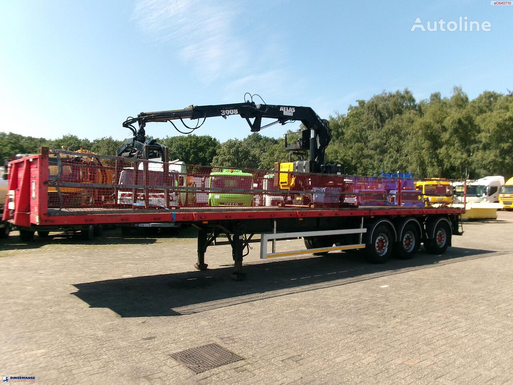 Fruehauf 3-axle platform trailer + Atlas 3008 crane poluprikolica platforma