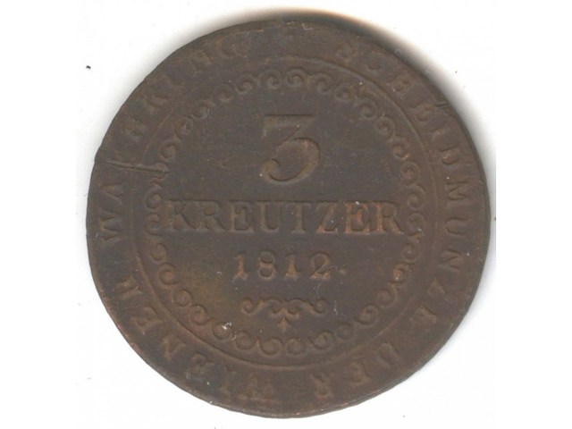 Austrija 3 kreuzer 1812 O