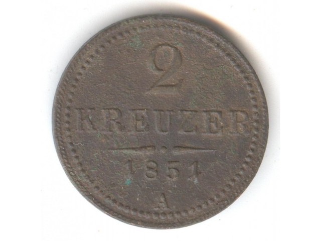 Austrija 2 kreuzer 1851 A