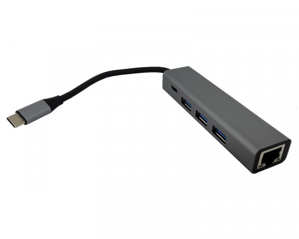 FAST ASIA Adapter-konvertor TIP C na 3xUSB 3.0+TIP C+RJ45