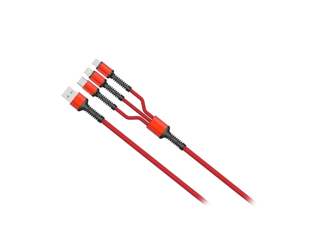 Moye X14R kabl za telefon USB A(muški) na Lightning/Micro USB/Typ-C (muški) crveni