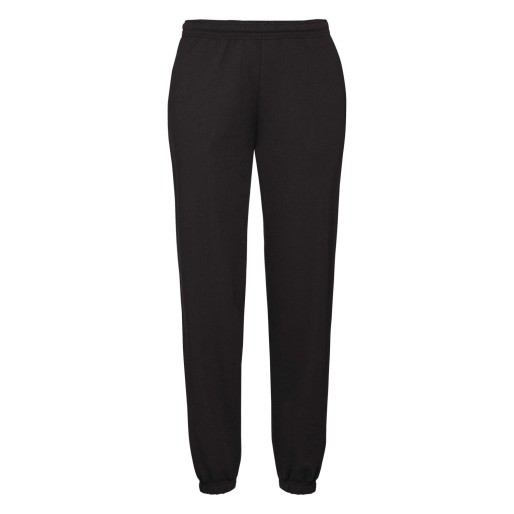 FRUIT OF THE LOOM, CLASSIC ELASTICATED CUFF JOG PANTS, TRENERKA SA RANFLOM NA NOGAVICAMA, CRNA,S