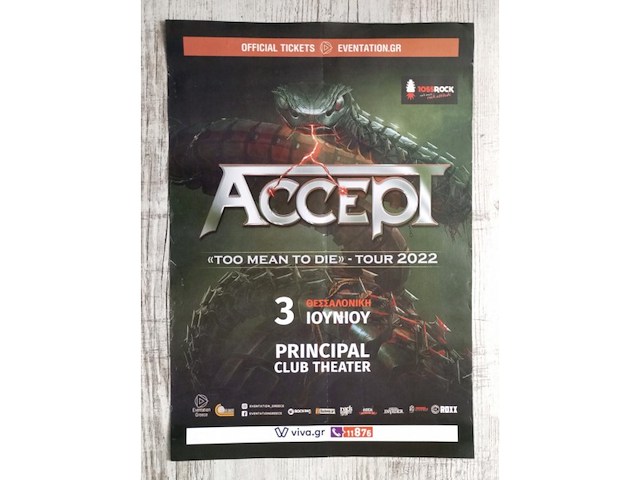 ACCEPT - plakat sa turneje 2022. godine