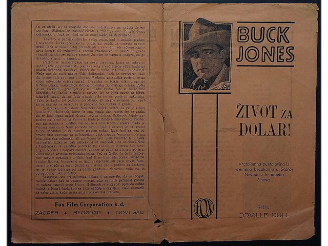 ŽIVOT ZA DOLAR (1927) Predratni Filmski Program