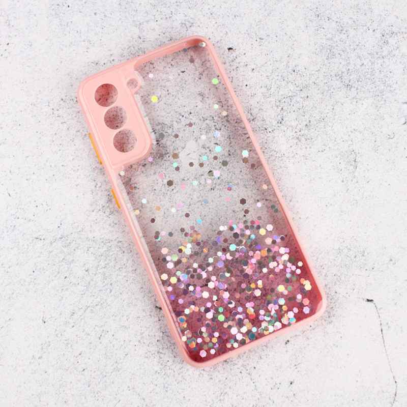 Maska Frame Glitter za Samsung S21 roze