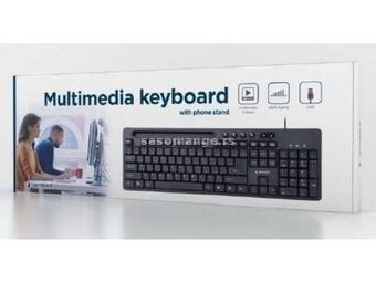 GEMBIRD KB-UM-108 Multimedijalna tastatura US layout black USB sa drzacem za telefon