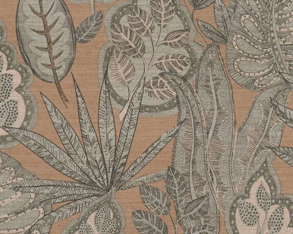 LIVINGWALLS WALLPAPER «FLORAL, BEIGE, BROWN, ORANGE, PINK» 393462