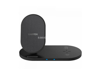 CANYON WS-202 2in1 Wireless charger, Input 5V/3A, 9V/2.67A, Output 10W/7.5W/5W, Type c cable leng...