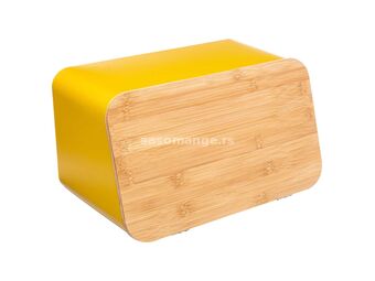 FIVE Kutija za hleb i daska za sečenje 37x22/5x23/5cm metal/drvo žuta