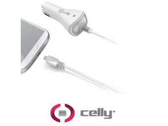 CELLY Auto punjač sa Micro USB kablom/ bela