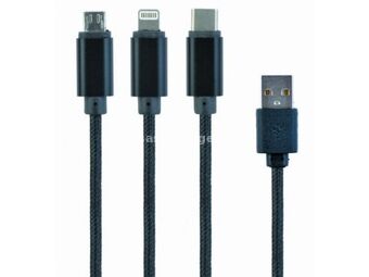 GEMBIRD USB 3-u-1 kabl/ 8-pin/ Type-C/ Micro USB/ CC-USB2-AM31-1M/ 1m/ crna