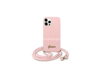 GUESS Futrola za iPhone 12/12 Pro pink Metal Logo Cord