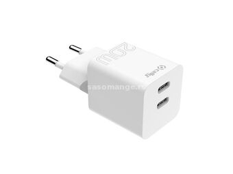 CELLY Punjač adapter/ 20w 2xType C/ bela