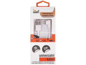 MEANIT USB kabl za iPhone/ FLIP/ 1A/ 2m/ srebrni