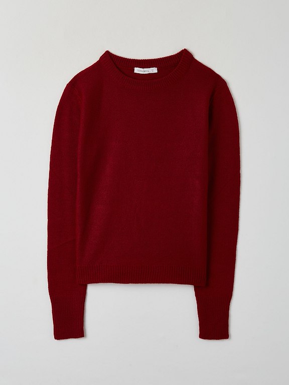 Single-colour crew neck top Crvena