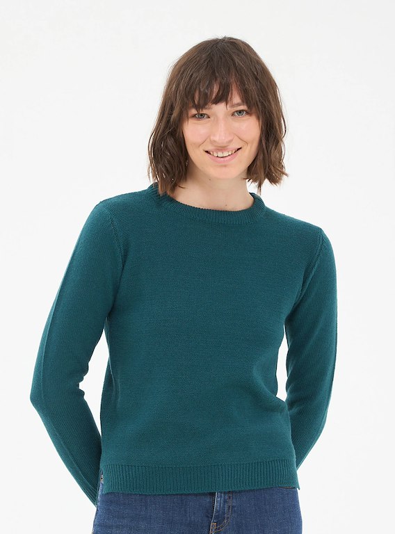 Single-colour crew neck top Tamnozelena