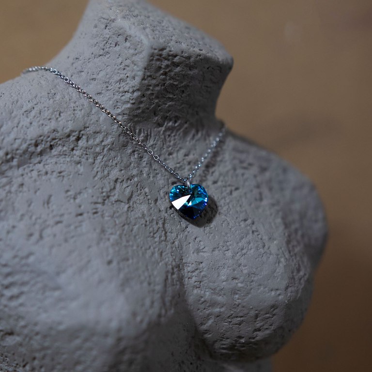 Bermuda Blue Kristal srce ogrlica