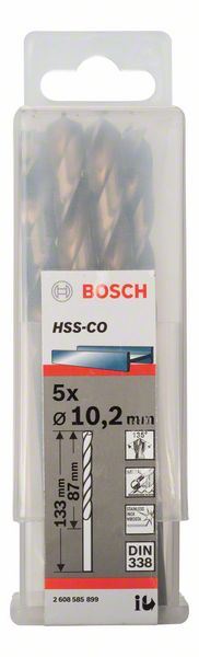 Burgija za metal HSS-Co, DIN 338 Bosch 2608585898, 10 x 87 x 133 mm