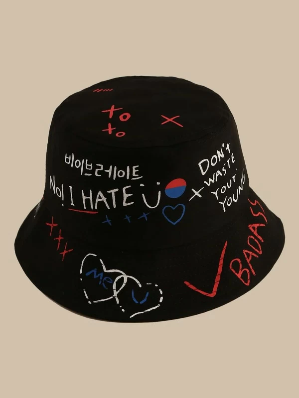 Letter Graphic Bucket Hat