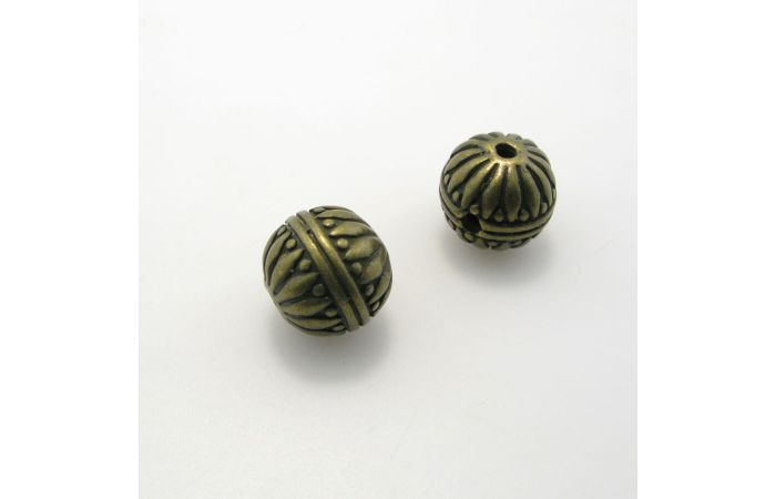 Metalna perla sa 3 rupe , dimenzije 14x13mm , rupe oko 2 mm- boja antik bronza , pakovanje 2 komada ( 3P108AM14 )