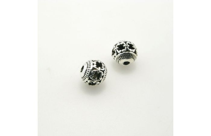 Metalna perla 8 mm, rupa oko 2mm- boja antik srebra , pakovanje 4 komada ( R151AS8 )