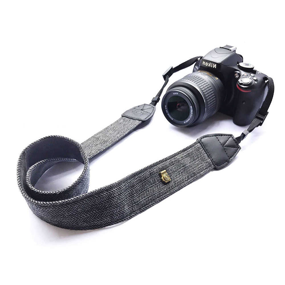 CAMERA STRAP VINTAGE COTTON UNIVERSAL CAMCORDER CAMERA SHOULDER STRAP BELT FOR ALL DSLR CAMERA NIKON CANON SONY PENTAX OLYMPUS PANASONIC GREY