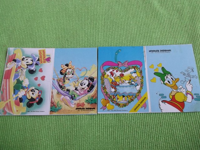 Lot 4 razglednice iz Mikijevog Zabavnika 1990. -NOVE