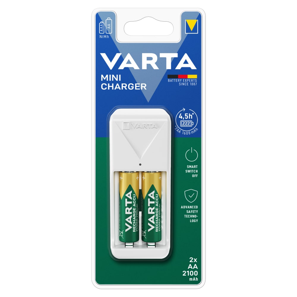 VARTA Mini Punjač baterija + 2xHR6 2100mAh Baterije