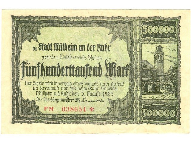 Nemacka Ruhr 500.000 maraka 1923