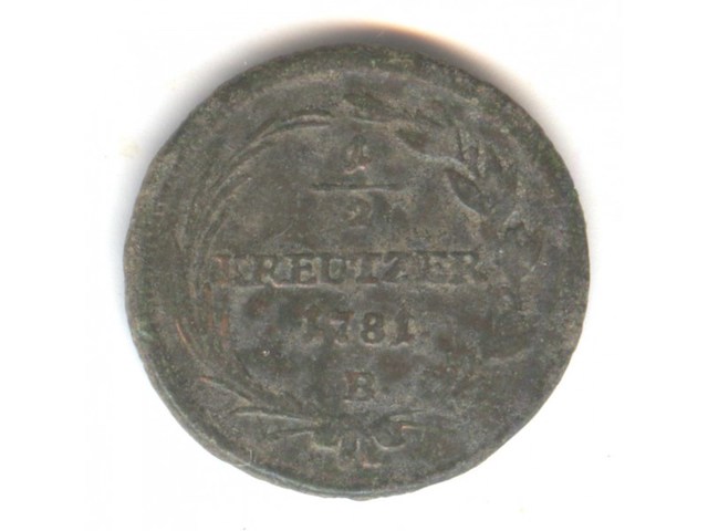 Austrija 1/2 kreuzer 1781 B
