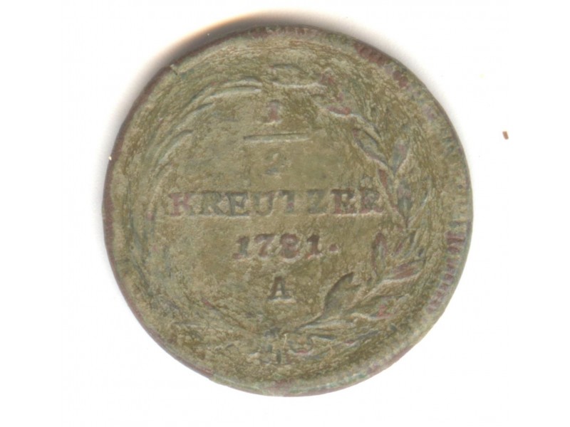 Austrija 1/2 kreuzer 1781 A