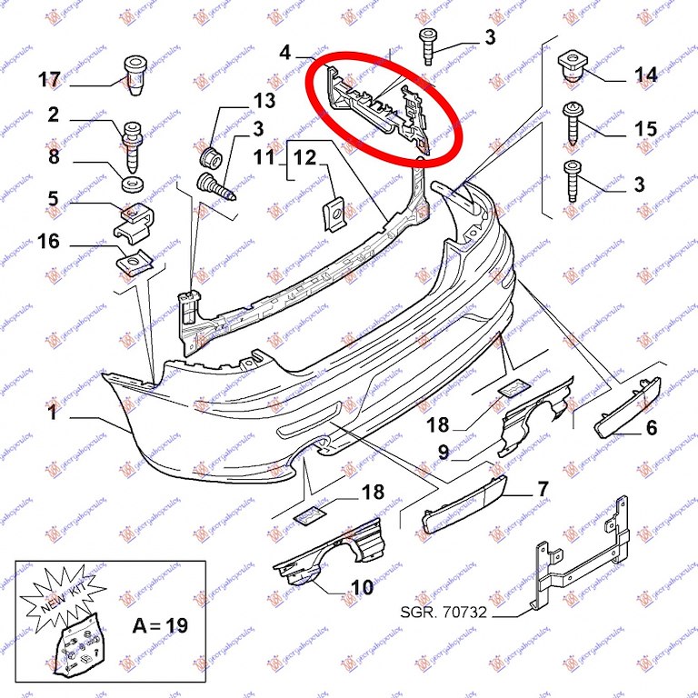 NOSAC ZADNJEG BRANIKA PLASTICAN (O)