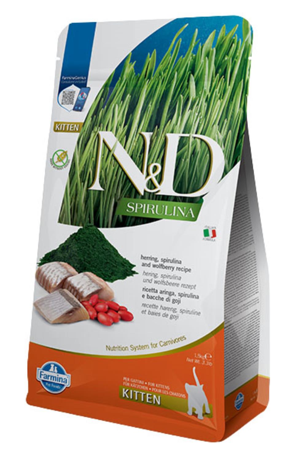 N&D SPIRULINA CAT HERRING KITTEN 1,5KG