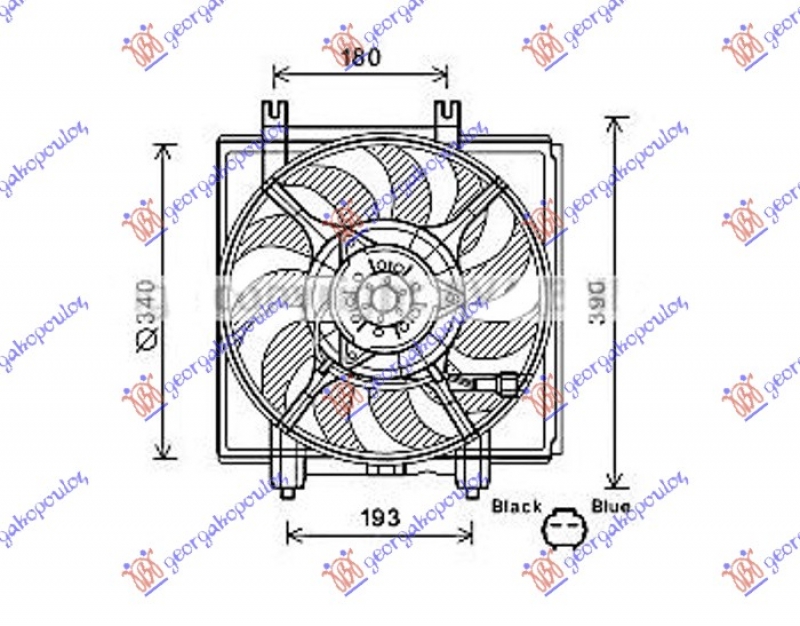 VENTILATOR KOMPL. 2.5 TURBO (342mm) 2PIN