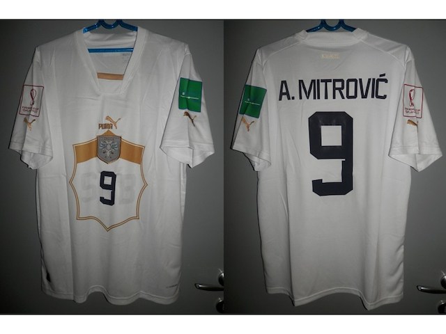 Srbija dres (Qatar 2022) Aleksandar Mitrović 9 (Beli)