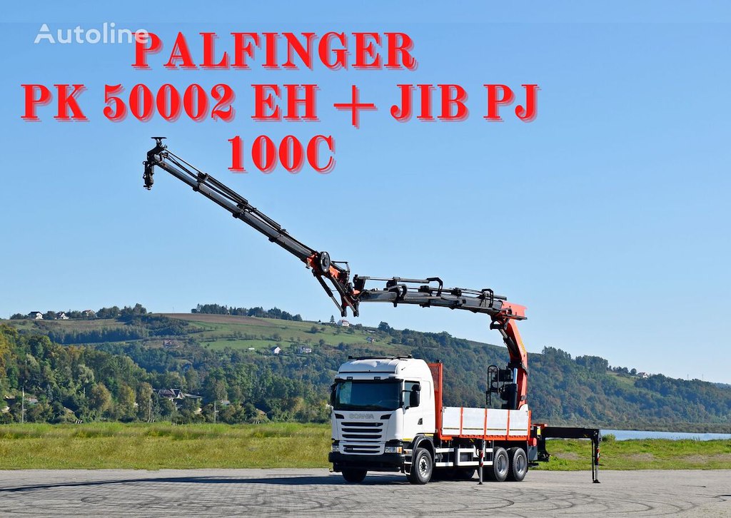 Scania G 490* PK 50002 EH + JIB PJ100C + FUNK /6x4 kamion s ravnom platformom