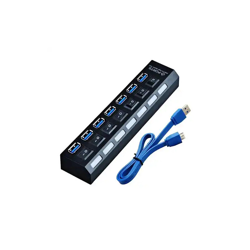 USB Hub 7 port Kettz KT-HUSB.74 3.0 Tip A Crni