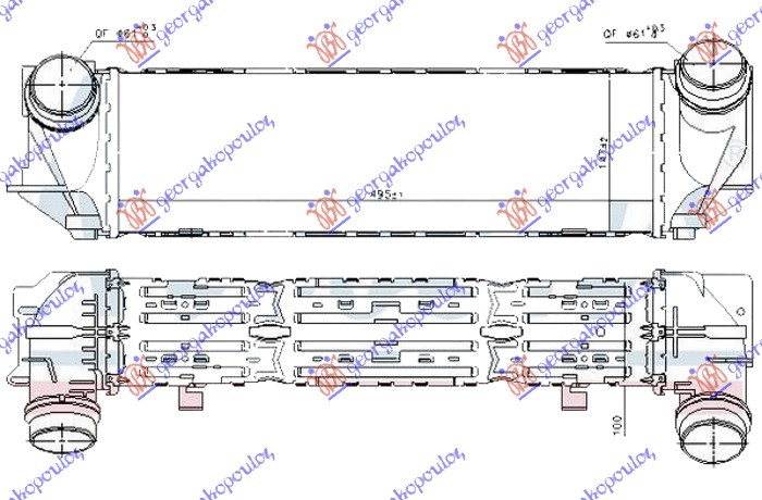 HLADNJAK INTERCOOLERA 2.0 BENZIN (495x150x100) BMW SERIES 5 (F10/11) (2010-2013) (OEM: 17117618768)