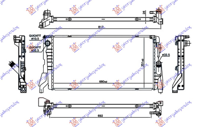 HLADNJAK 1.5 (216i/218i) BENZIN DIZEL-AUTOMATIK BMW X1 (F48) (2015-2019) (OEM: 17117617638, 17117617639)